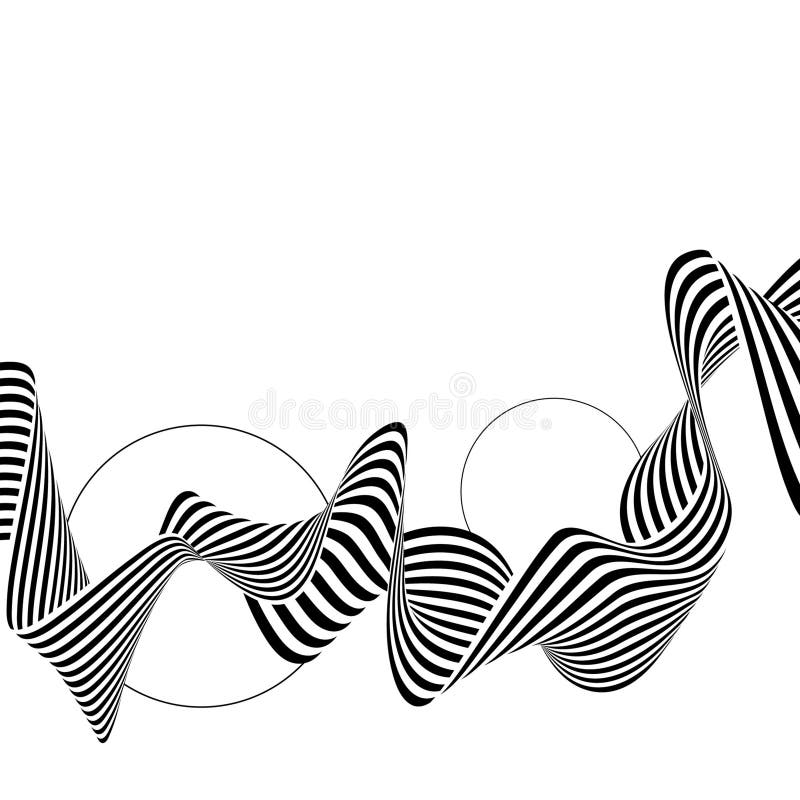 Abstract Black and White Waves. Wave Pattern with White Circles. Eps 10 ...