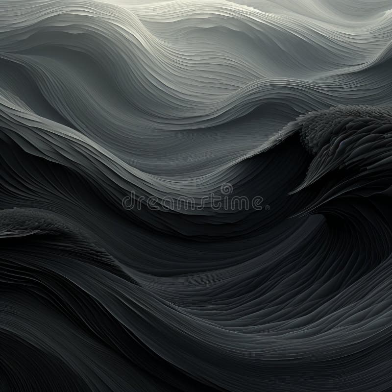 Abstract Black and White Waves in Zbrush Style - Digital Art Stock ...