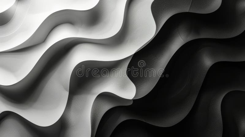 Abstract Black and White Wavy Background with a Dynamic, Flowing ...