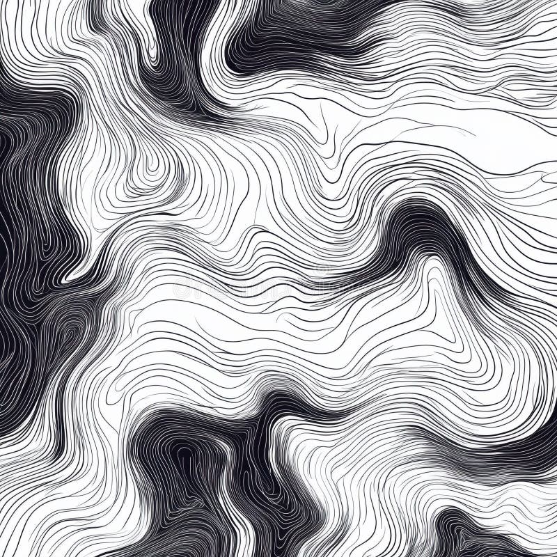 Abstract Black and White Wavy Line Pattern Creating Dynamic Movement ...