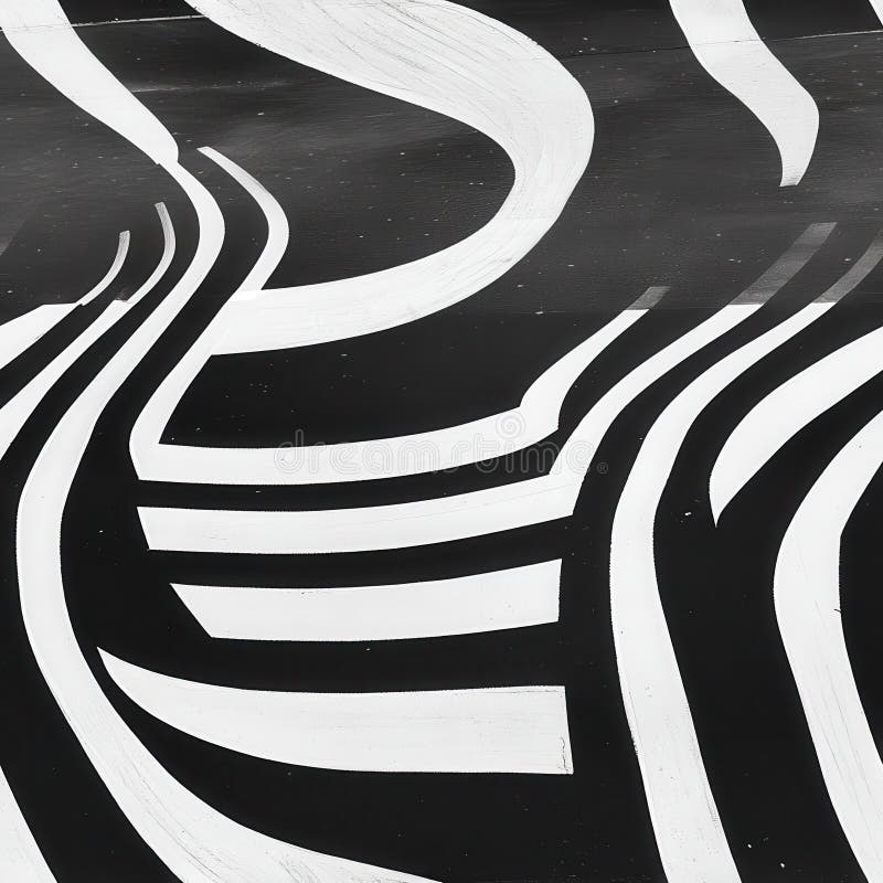 Abstract Black and White Wavy Line Pattern on Pavement Stock Image ...