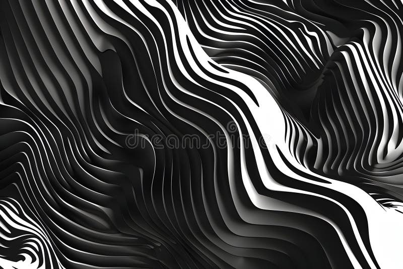 Abstract Black and White Wavy Pattern with Depth and Texture Stock ...