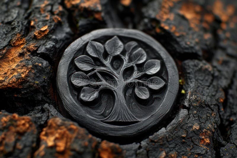 Abstract Black Wood Tree Logo Extreme Closeup. Generative AI Stock ...