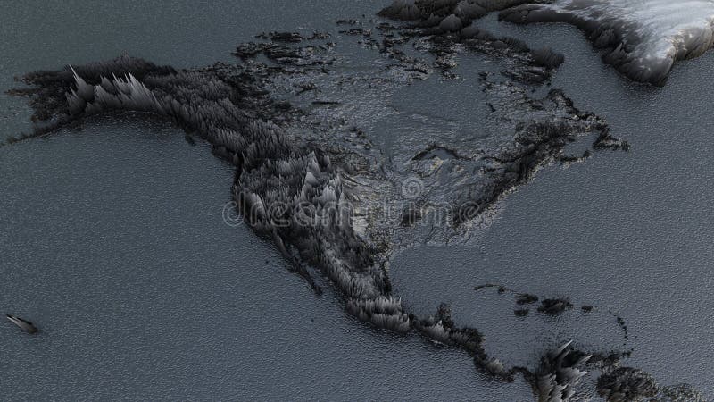Abstract Black World Map, Continet Extruded or Displacement Stock ...