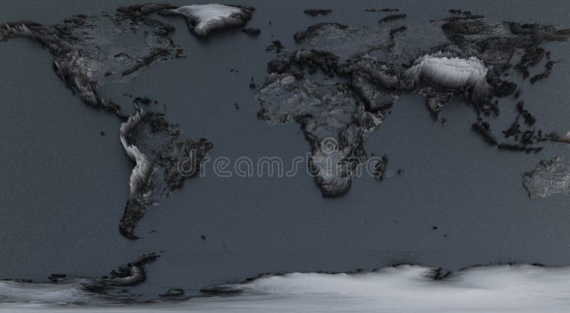 Abstract Black World Map, Continets Extruded or Displacement Stock ...