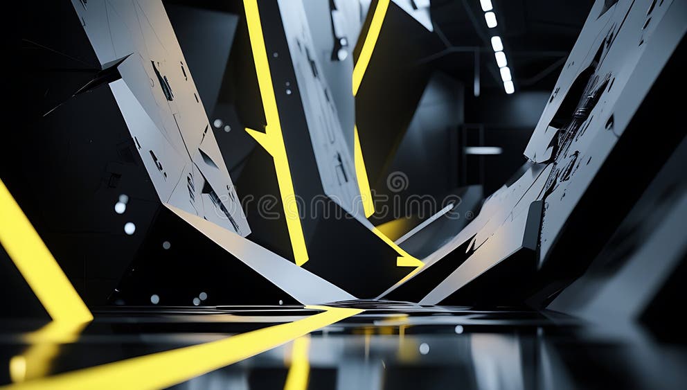 Abstract Black and Yellow Geometric Structure Design Stock Illustration ...