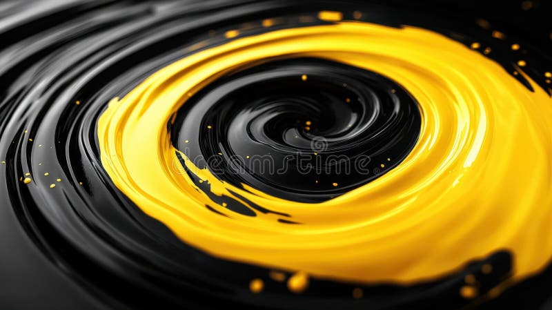 Abstract Black and Yellow Liquid Swirl Stock Illustration ...