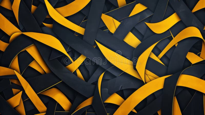 Abstract Black and Yellow Ribbon Pattern, Artistic Background. Modern ...
