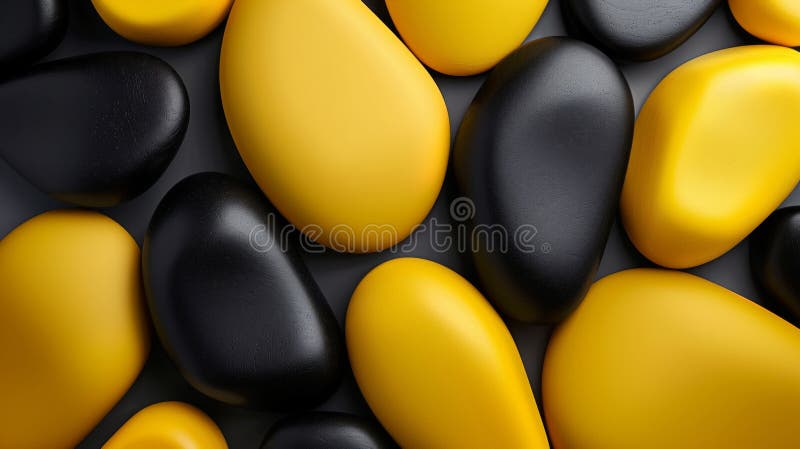 Abstract Black Yellow Smooth Stones Arranged Pattern Stock Photos ...