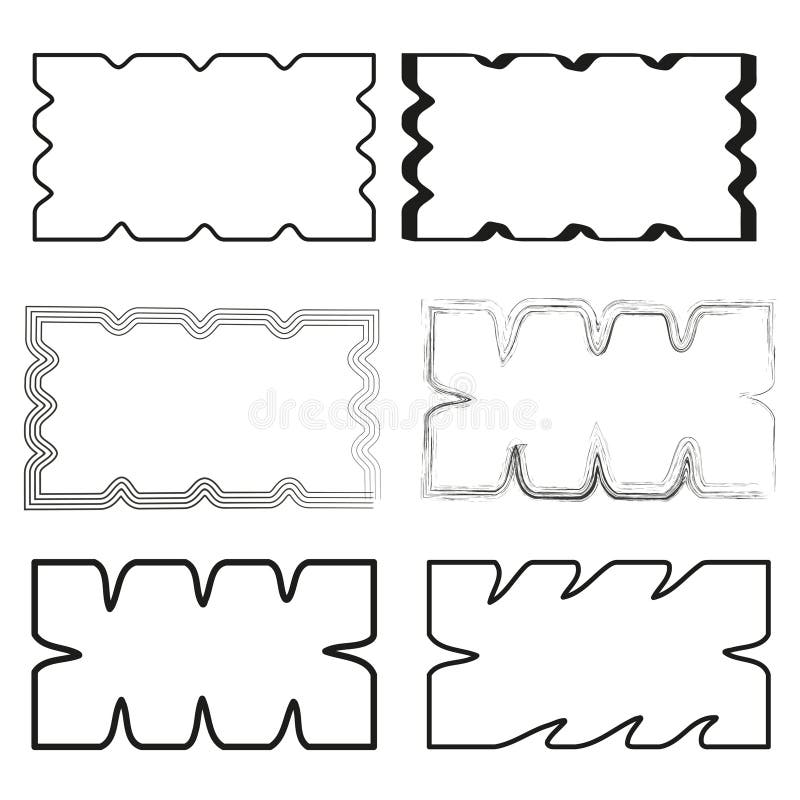 Abstract Blade Shapes. Minimalist Razor Forms. Black and White Outlines ...