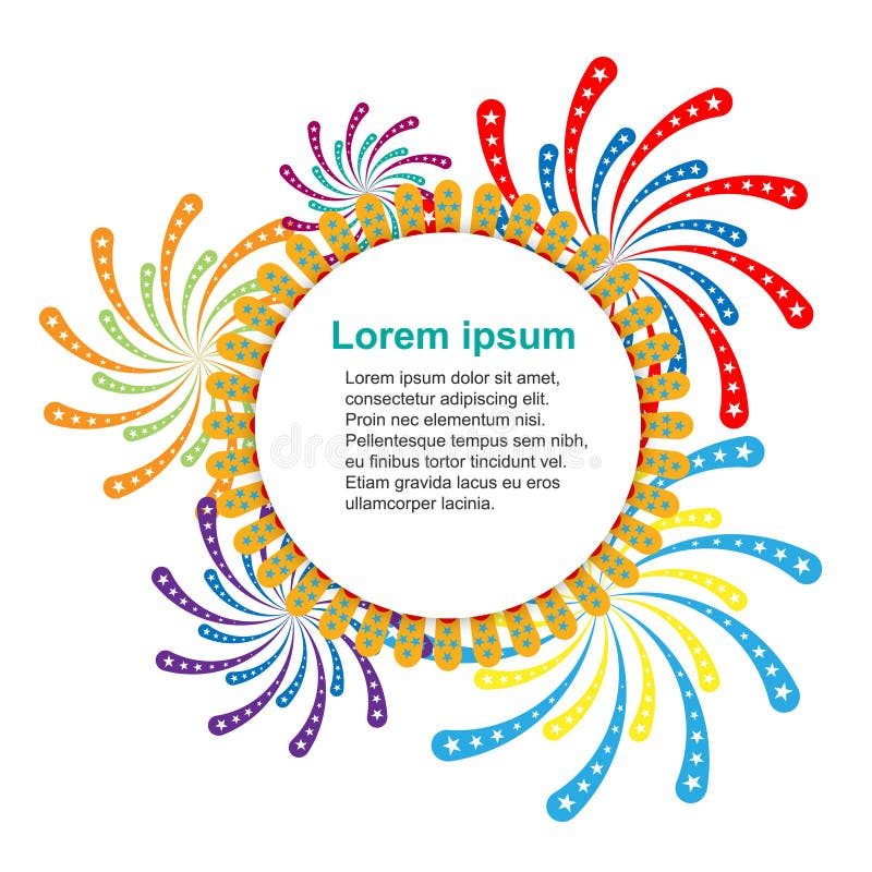 Abstract Blank Round Frame with Colorful Fireworks in Background Vector ...