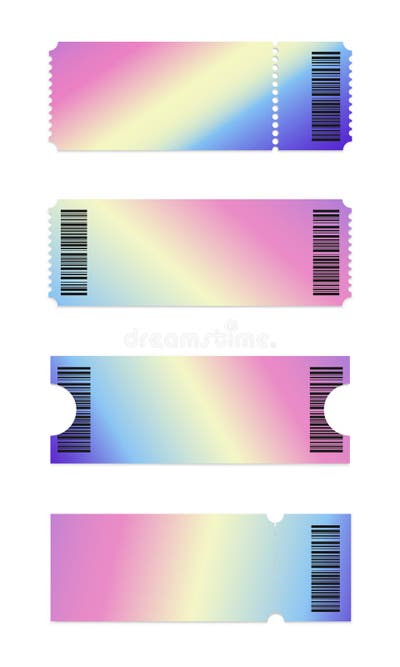 Abstract Blank Ticket Stubs Templates on White Background. Rainbow ...