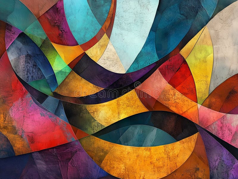 Abstract Blend of Geometry and Texture in Bright Tones Stock ...