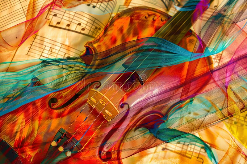 Abstract Blend of Vibrant, Interwoven Ribbons and Strings of Classical ...