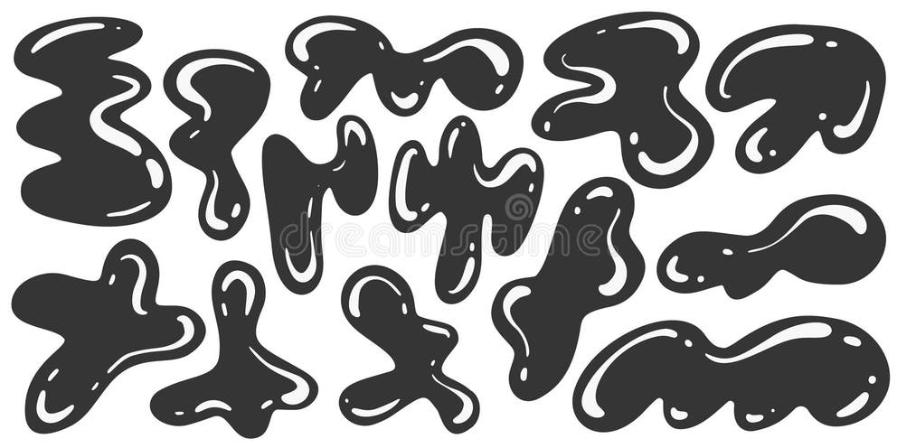 Abstract Blob Shapes. Organic Liquid Random Wavy Forms. Irregular Fluid ...