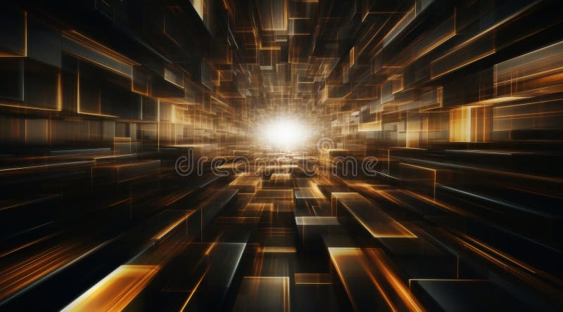 Abstract Block-Like Shapes Emanating from a Glowing Center Stock ...