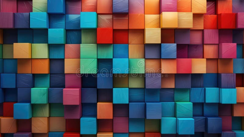 Abstract Block Stack Wooden 3d Cubes, Colorful Wood Texture for ...