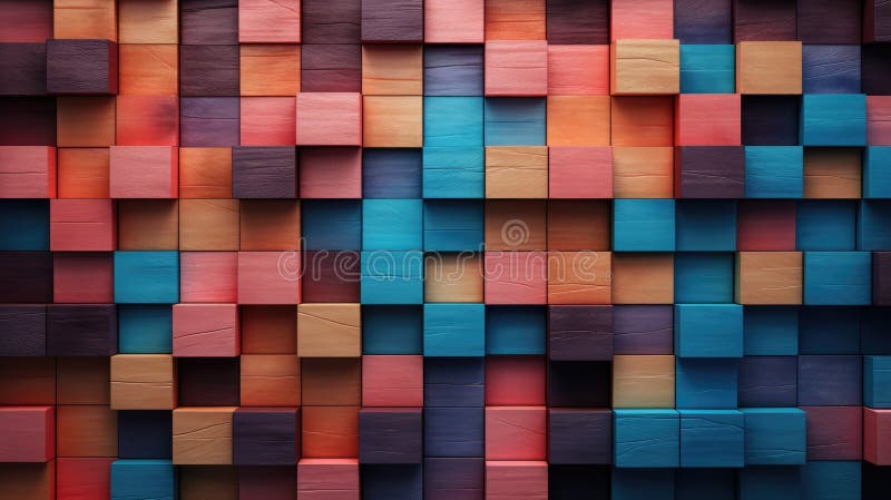 Abstract Block Stack Wooden 3d Cubes, Colorful Wood Texture for ...