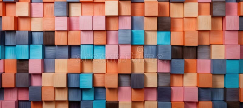 Abstract Block Stack Wooden 3d Cubes, Colorful Wood Texture for ...