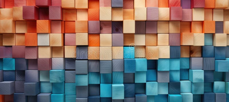 Abstract Block Stack Wooden 3d Cubes, Colorful Wood Texture for ...
