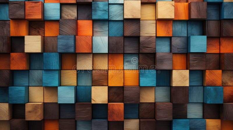 Abstract Block Stack Wooden 3d Cubes, Colorful Wood Texture for ...