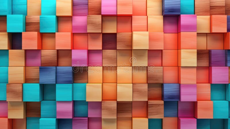 Abstract Block Stack Wooden 3d Cubes Colorful Wood Texture Backdrop ...