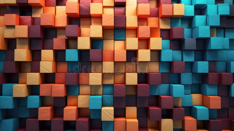 Abstract Block Stack Wooden 3d Cubes, Colorful Wood Texture for ...
