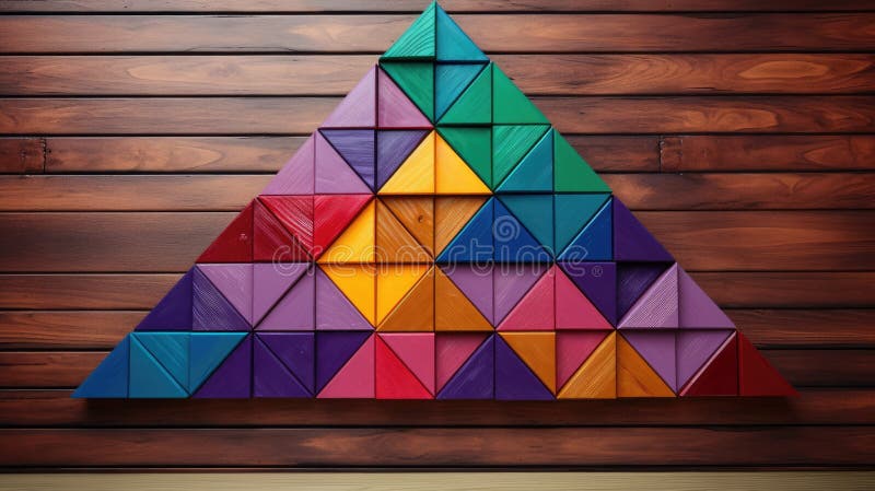 Abstract Block Stack Wooden 3d Triangles, Colorful Wood Texture for ...