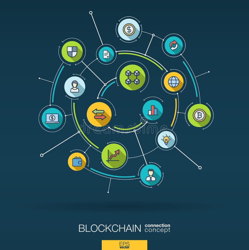 Abstract Blockchain Network Background, 3d Render Stock Illustration ...