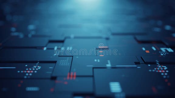 Abstract Blocky Rectangle Shapes with Digital Binary Dots and Lines ...