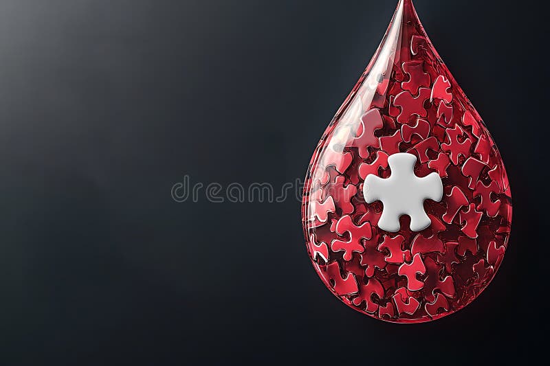 Abstract Blood Drop with Missing Puzzle Piece Medical Solution Concept ...