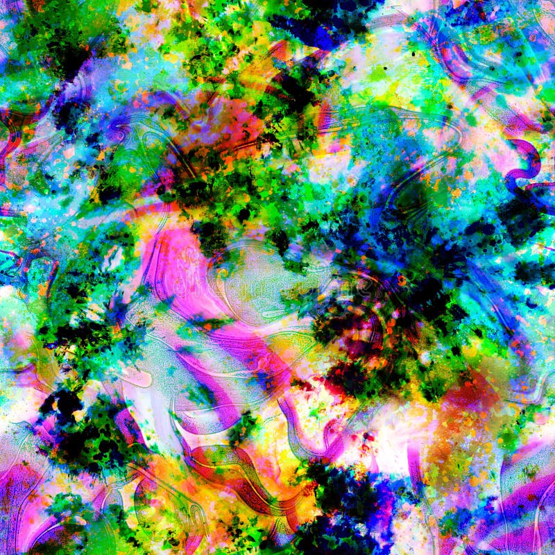 Abstract Blotted Tie Dye Wave Print in Multi Colour Stock Image - Image ...