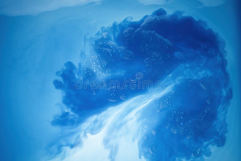 Abstract Blue Acrylic Paint Texture on Water Stock Image - Image of ...