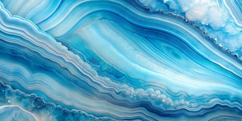 Abstract Blue Agate Stone Texture with Wavy Lines and Crystal ...