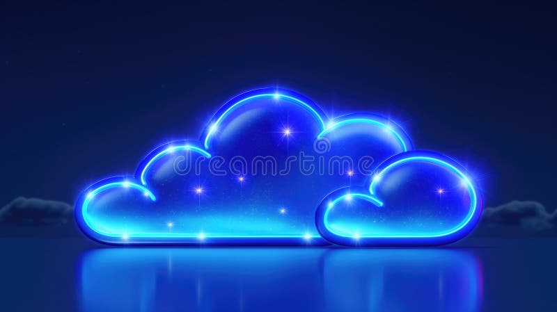 Abstract Blue AI Assistant Cloud on Dark Blue Background, 3d Render ...