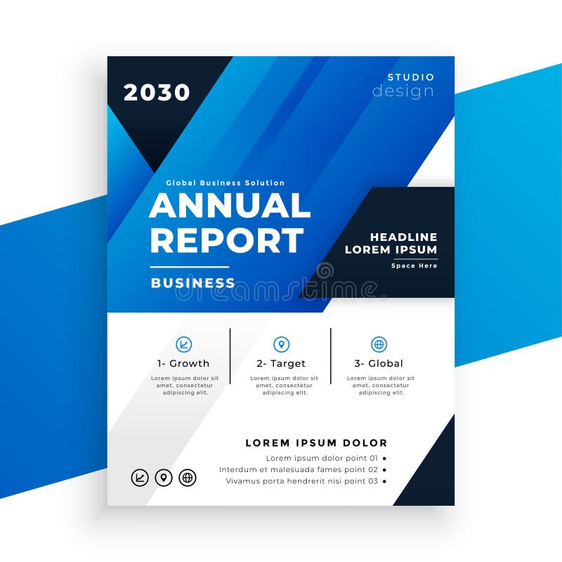 Abstract Blue Annual Report Template in Geometric Style Stock Vector ...