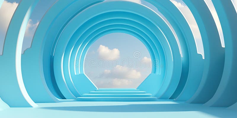 Abstract Blue Archway with Sky Background Stock Illustration ...