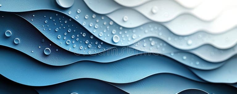 Abstract Blue Artistic Wave with Floating Bubbles and Transparent ...