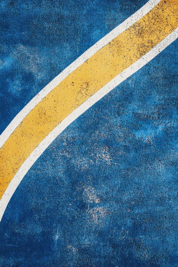 Abstract Blue Asphalt Texture with Yellow and White Diagonal Line Stock ...