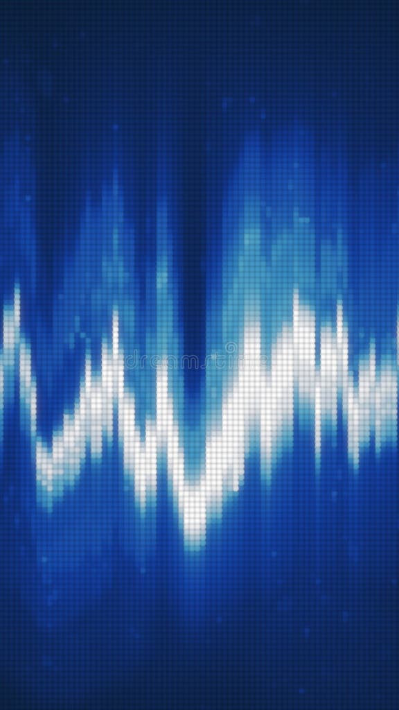 Abstract Blue Audio Waveform Pattern Composed of Pixelated Vertical ...