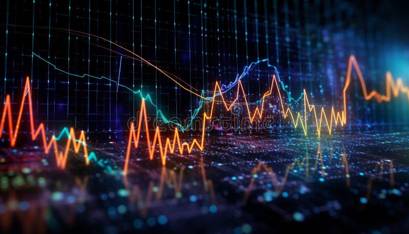 Abstract Blue Backdrop with Glowing Wave Pattern for Financial Analysis ...