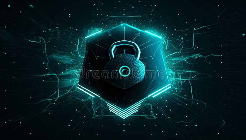 Abstract Blue Backdrop Symbolizes Futuristic Computer Network Security ...