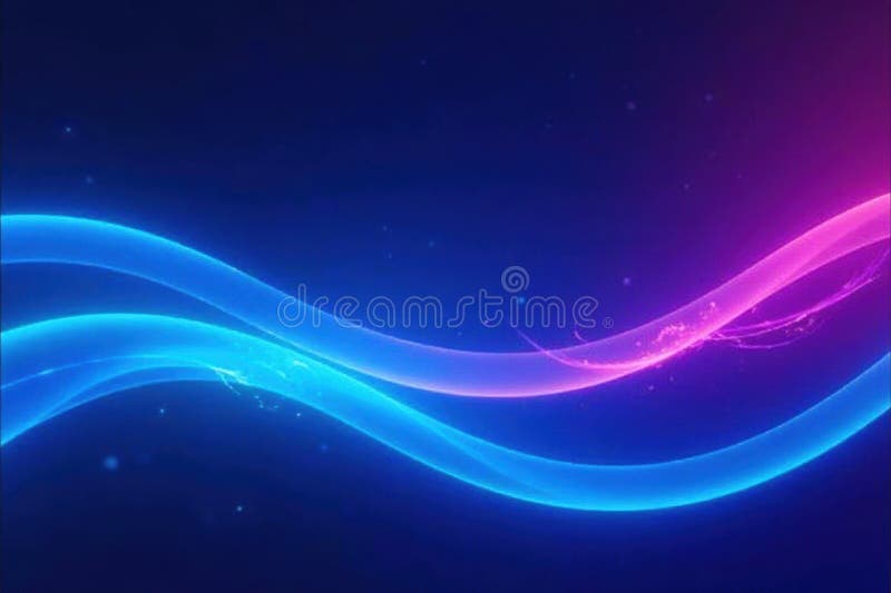 Abstract Blue Backdrop, Vibrant Neon Glowing Curves , Flowing, Modern ...