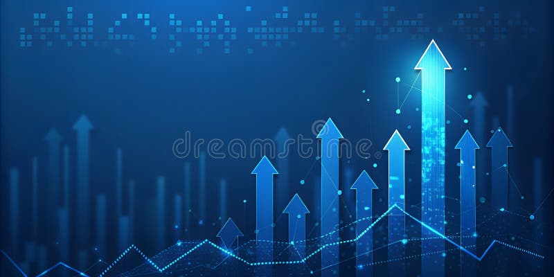 Abstract Blue Background with Arrows Pointing Upward Stock Illustration ...