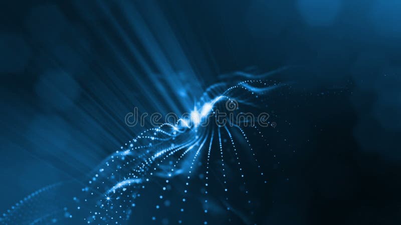 Abstract Blue Background As a Loopable Sequence with Glow Particles and Depth of Field. 3d ...