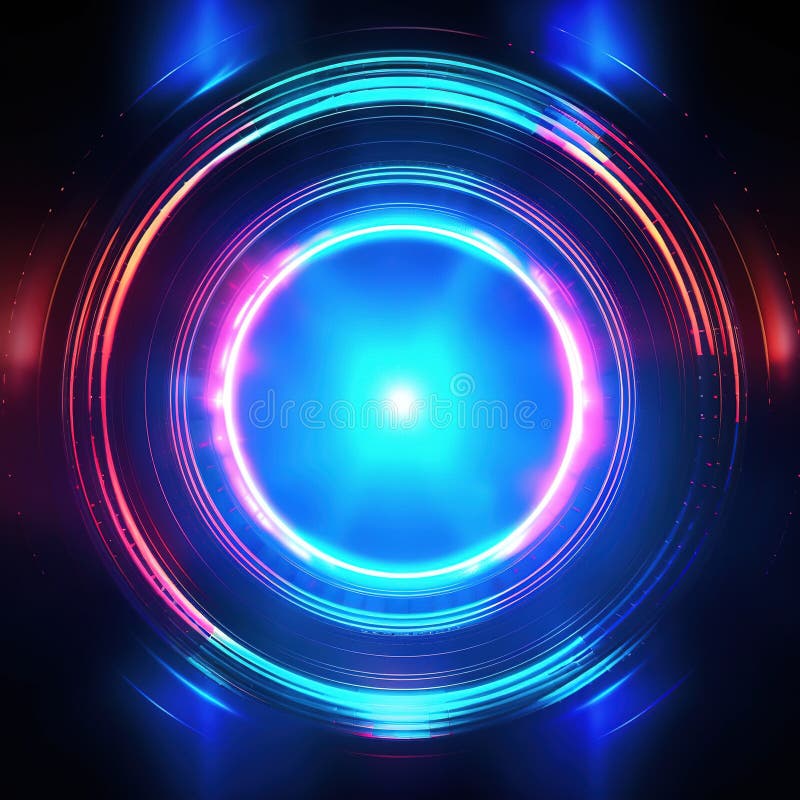 Abstract Blue Background with Circles. Radial Neon Background with ... Abstract Blue Background with Circles. Radial Neon Background with ...