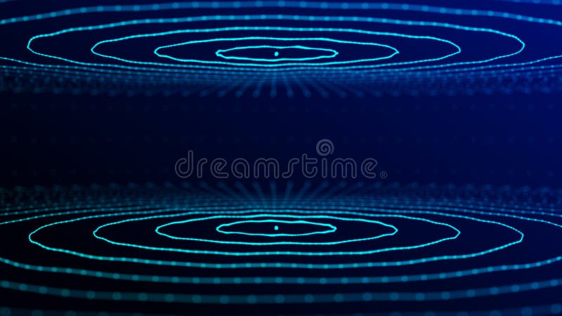 Abstract Blue Background of Circular Flow of Particles. Network ...