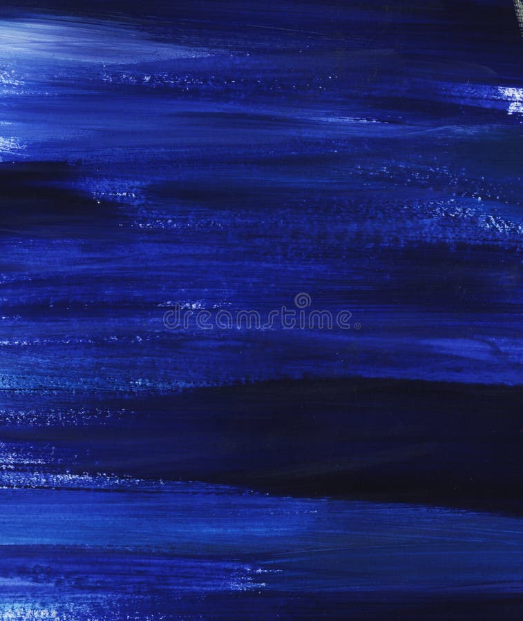 Abstract Blue Background. Deep Water or a Night Sky. Hand Painted on a ...
