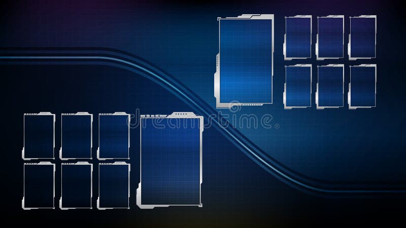 Abstract Blue Background of Display Futuristic Sci Fi Hud Frame Profile ...