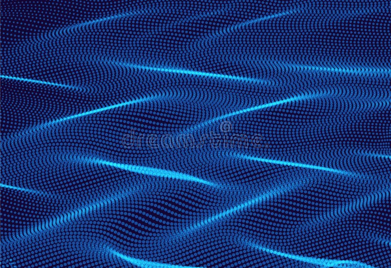 Abstract Blue Wave Halftone Dot Background with a Wave Pattern ...